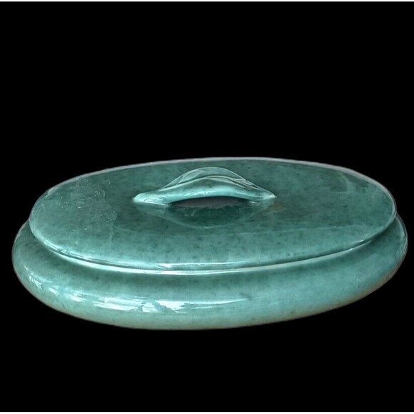 foreside | Dining | Vintage Pottery Bluegreen Oval Dish W Lid And Leaf ...